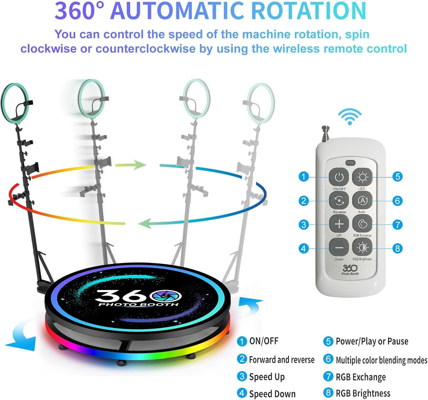 (Excellent) 360 Photo Booth Machine 23.6in PRO • RGB Ring Light • Flig ...